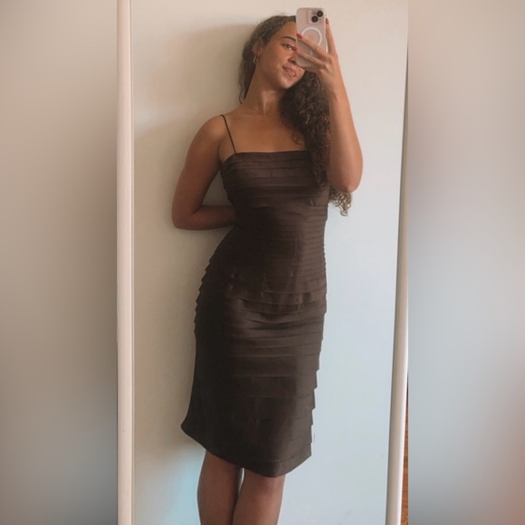 JS Collections | Dresses | Vintage 9s Js Collections Brown Overlap ...